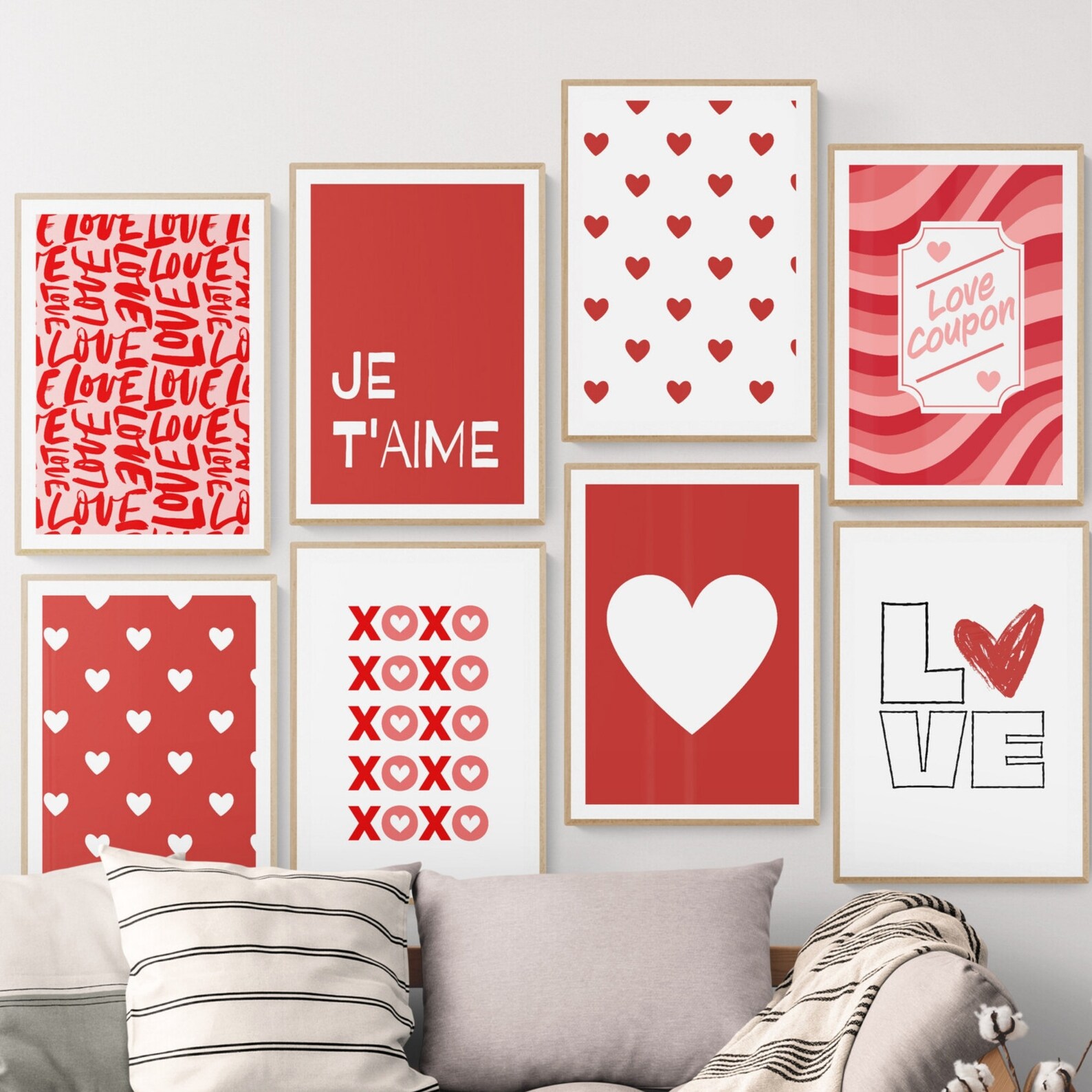 Valentines Day Gallery Wall Art Bundle Set of 8 Valentines Day Decor ...