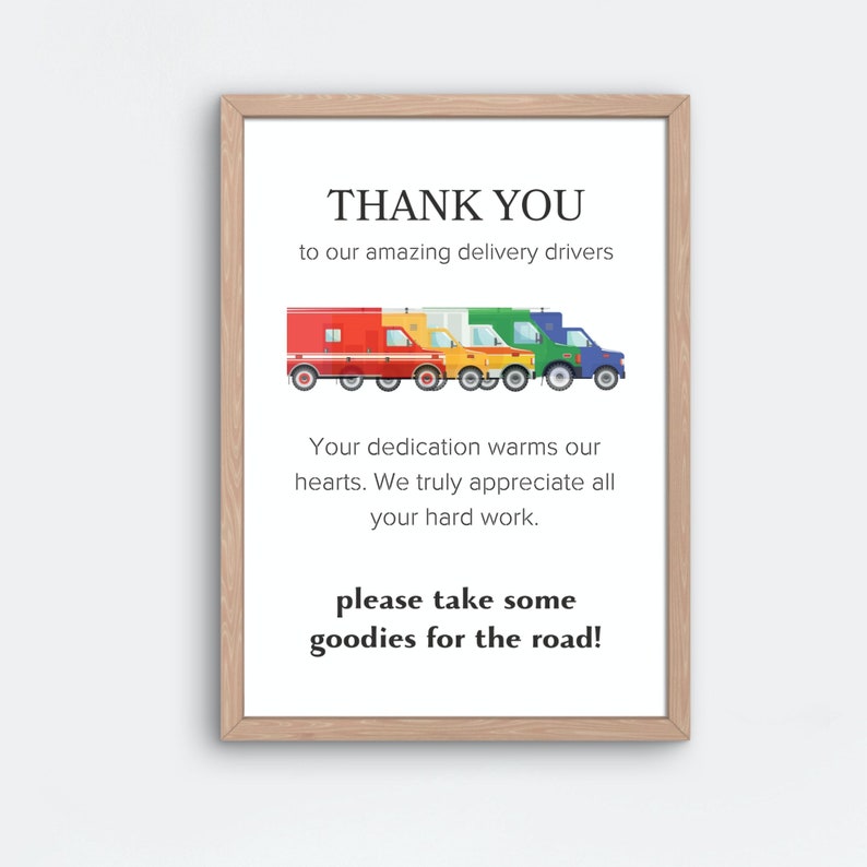 Delivery Driver Thank You Sign Printable Take a Treat Sign Delivery ...