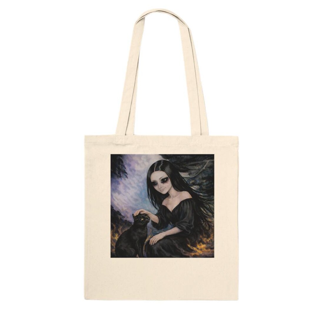 Gothic Illustration Tote Bag – Functional Art on Natural Canvas - Etsy