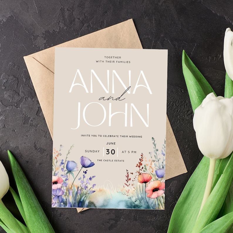 Wildflower Wedding Invite | Wildflower Wedding Theme | Wildflower ...