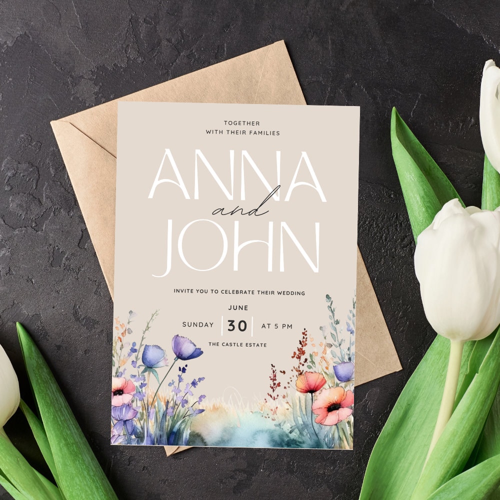 Wildflower Wedding Invite Wildflower Wedding Theme Wildflower Invite ...