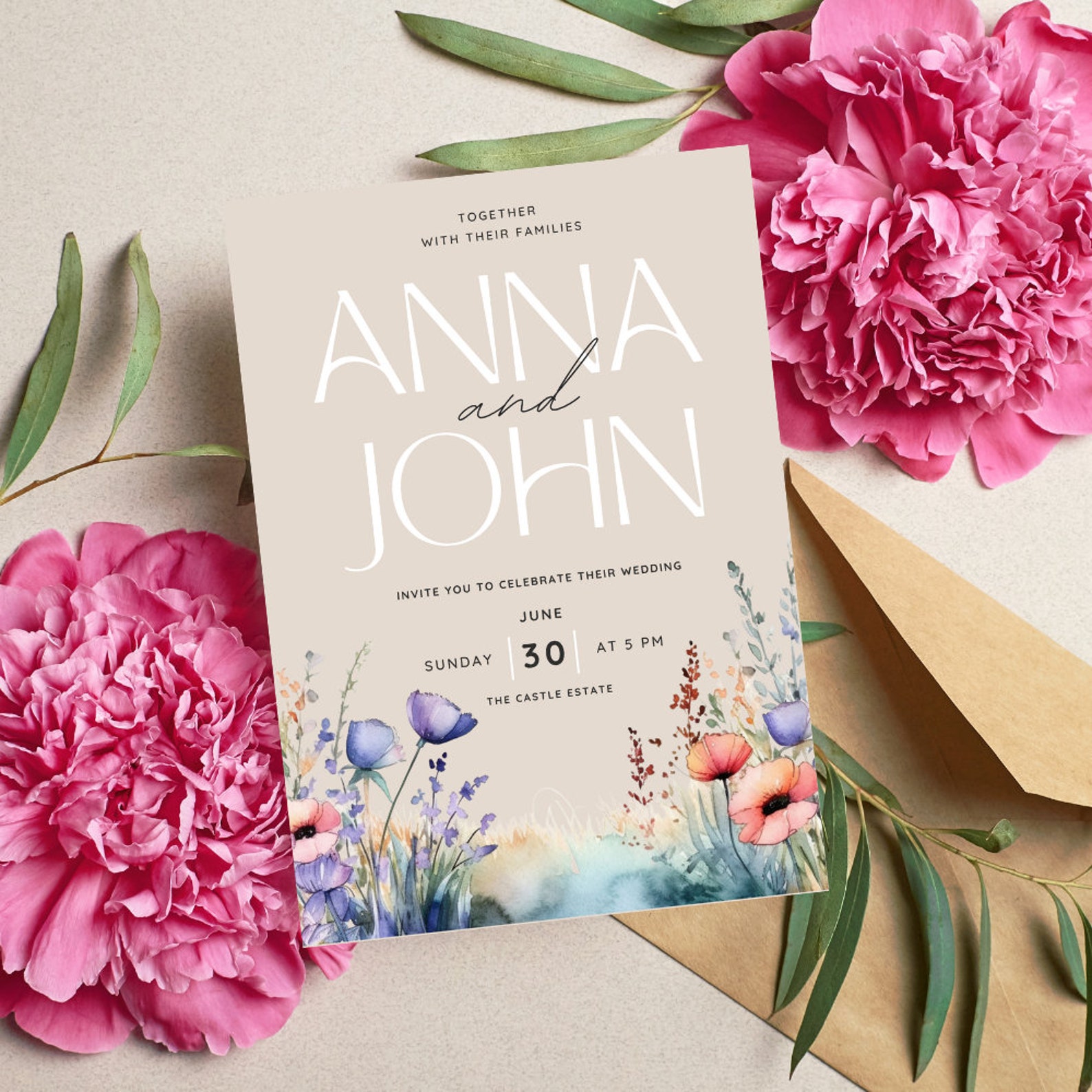 Wildflower Wedding Invite Wildflower Wedding Theme Wildflower Invite ...