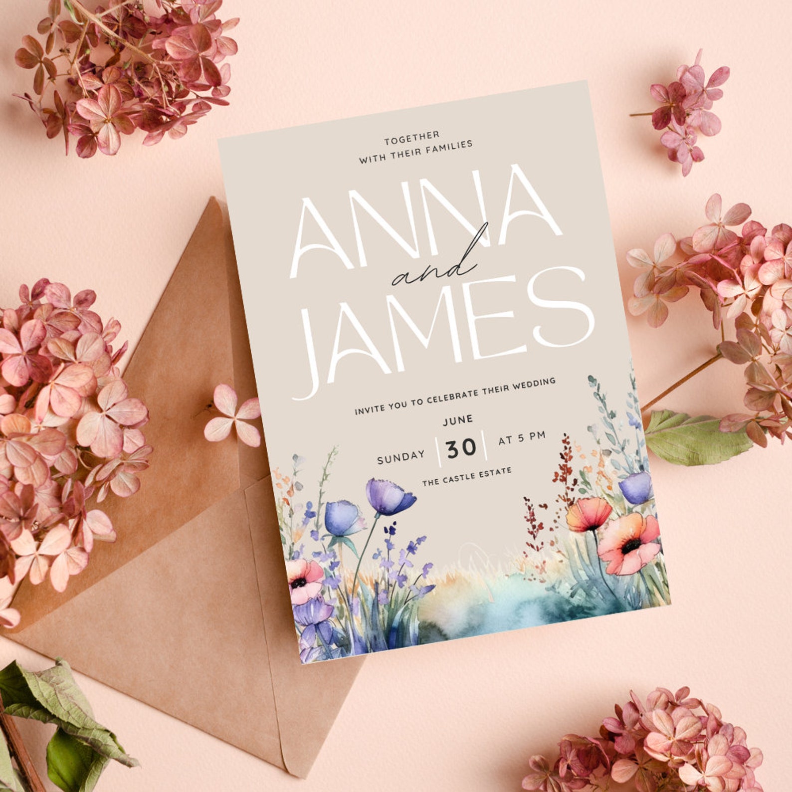 Wildflower Wedding Invite Wildflower Wedding Theme Wildflower Invite ...