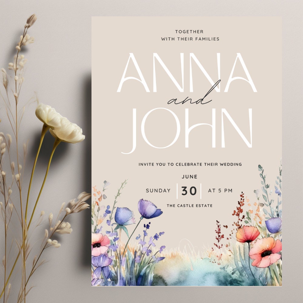 Wildflower Wedding Invite | Wildflower Wedding Theme | Wildflower ...