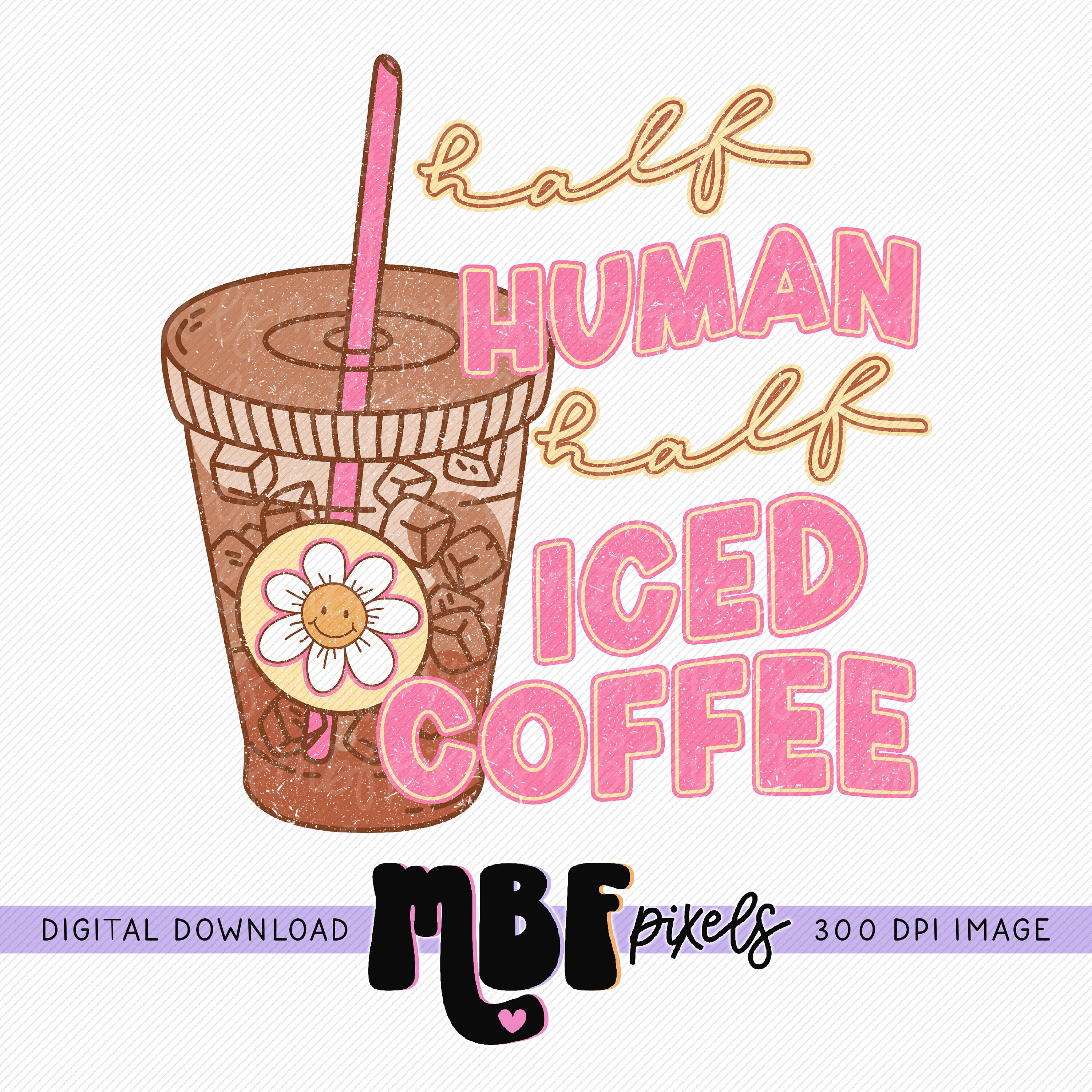 Half Human Half Iced Coffee Sublimation PNG, Coffee Lover Sublimation ...