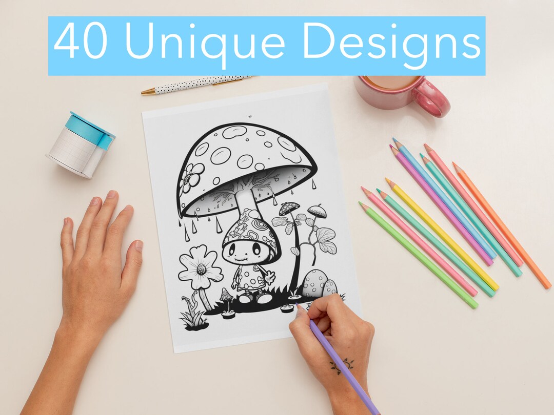 Mushroom Friends Coloring Pages - Etsy