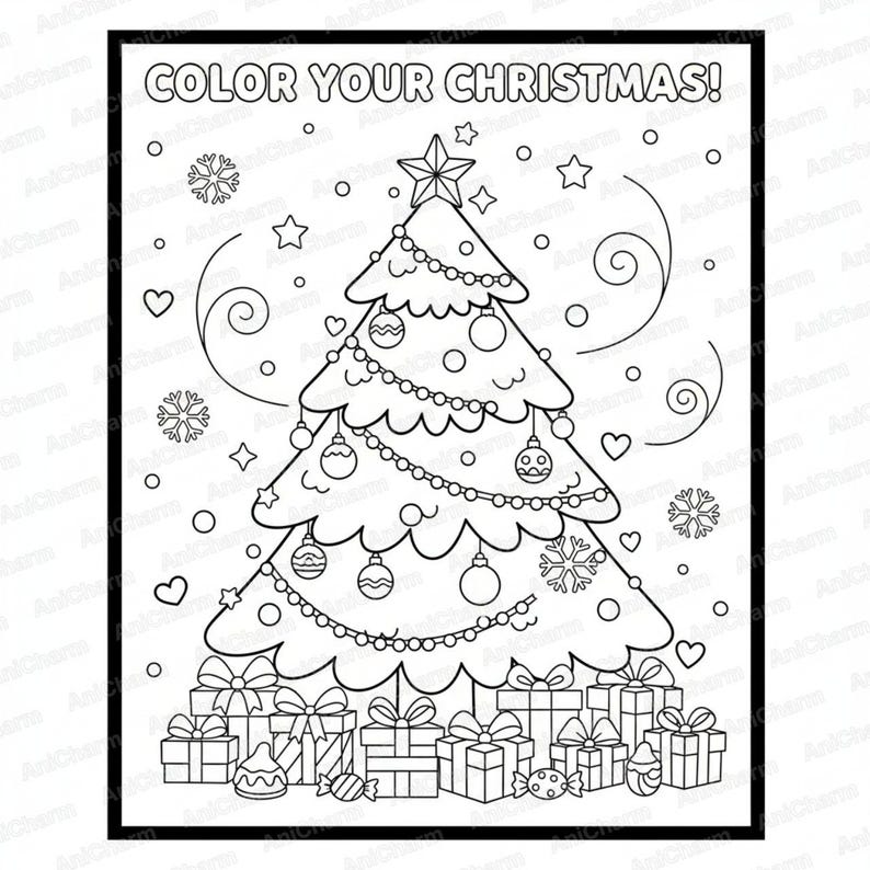 Christmas Coloring Pages PDF 10 Holiday Activity Book Printable Sticker ...