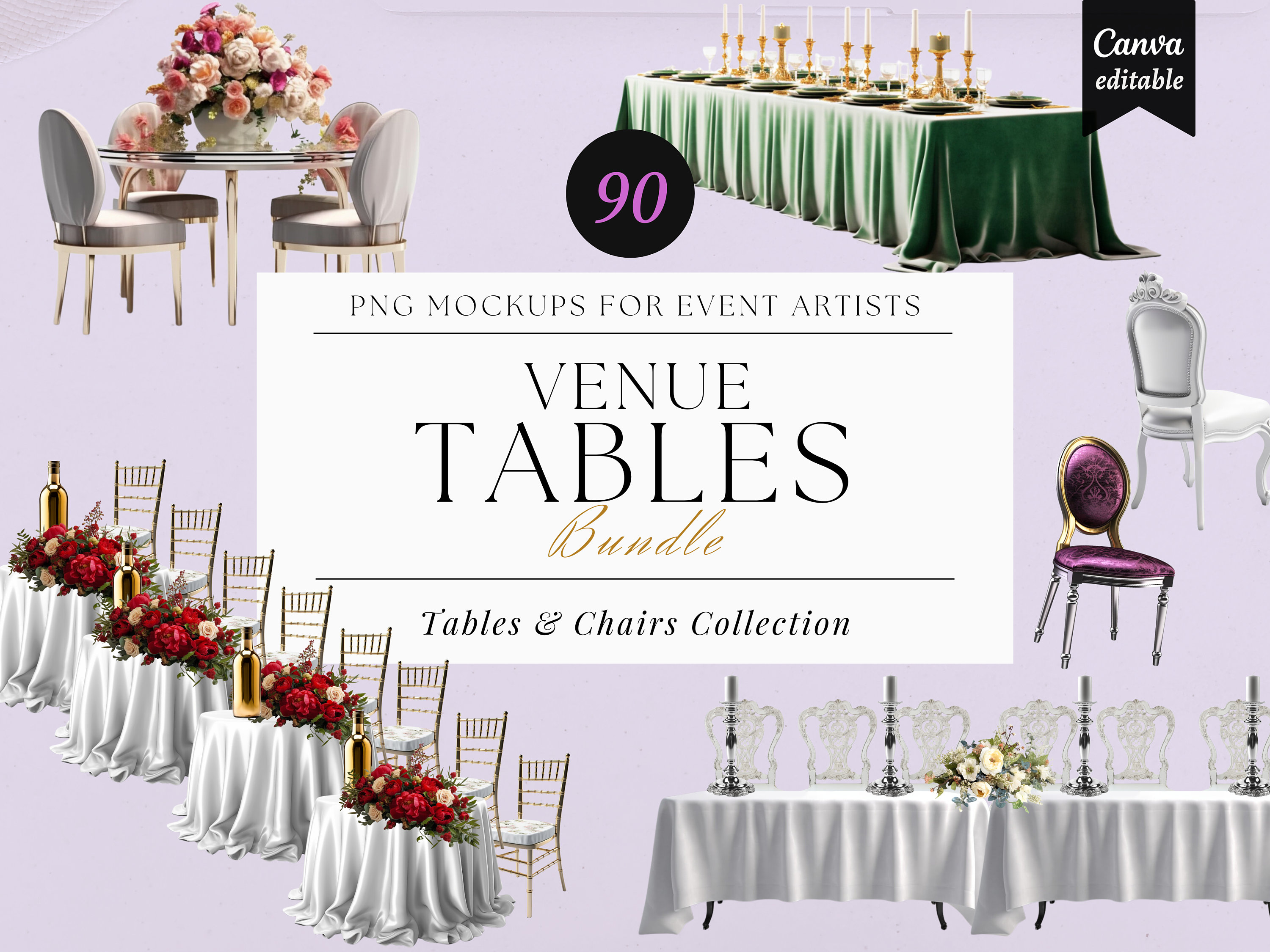 VENUE TABLE Bundle -customizing Event Scene, Furniture Mockup Png ...