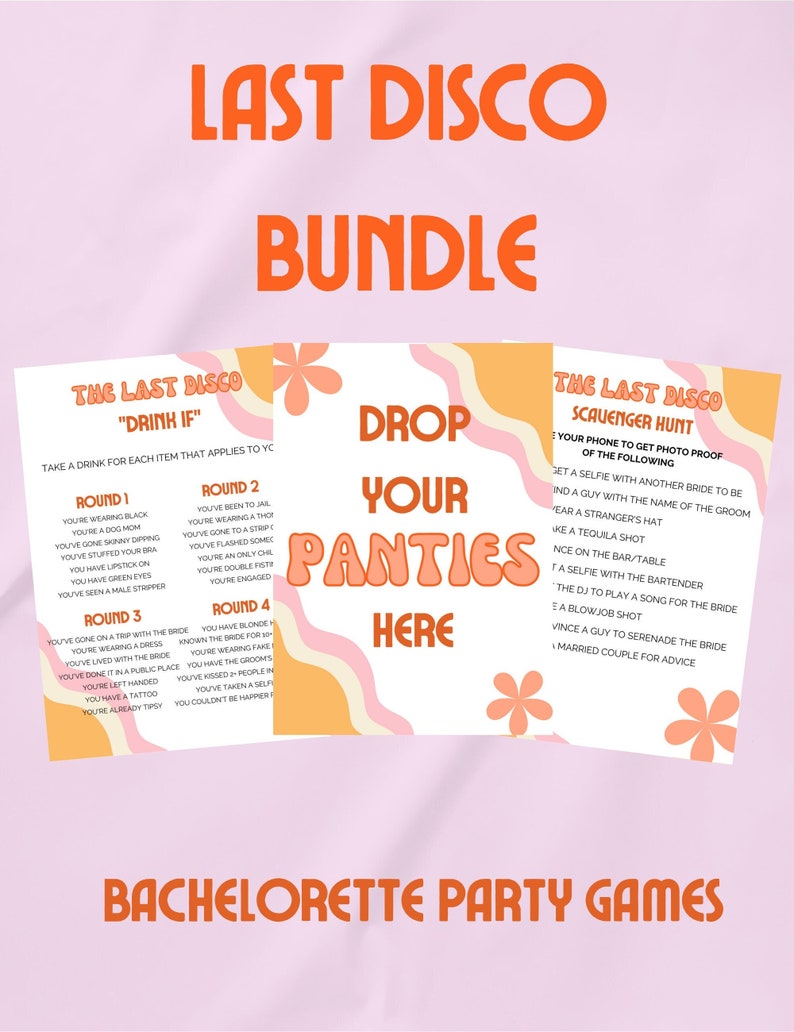 Editable Last Disco Bachelorette Party Games Bundle Themed Bachelorette ...