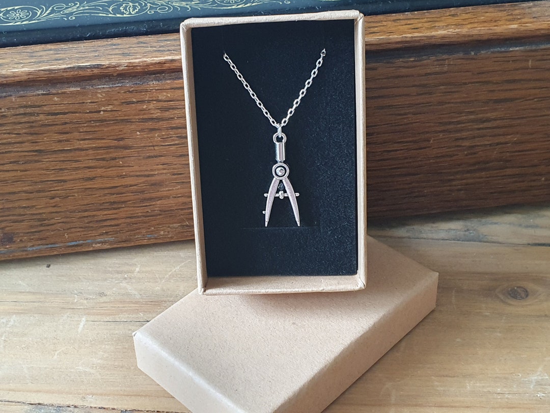 Tiny Maths Compass Necklace, 925 Sterling Silver Chain. Includes Free ...