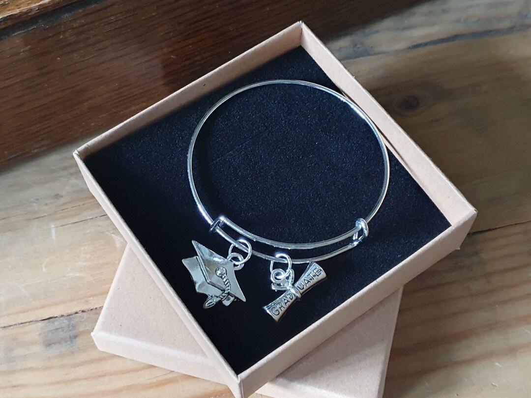 Graduation Charm Bracelet, Cap and Diploma Charms - Etsy