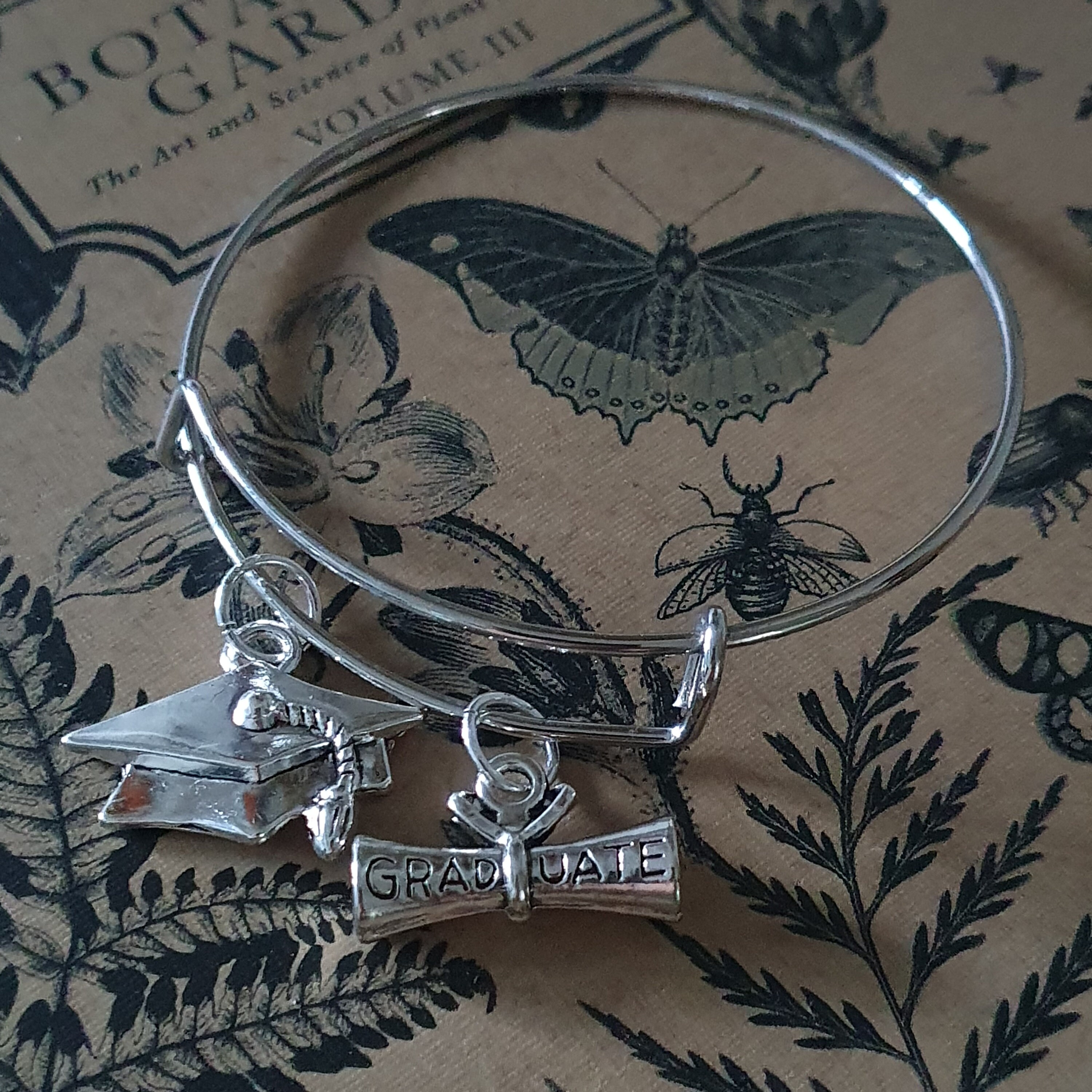 Graduation Charm Bracelet, Cap and Diploma Charms - Etsy