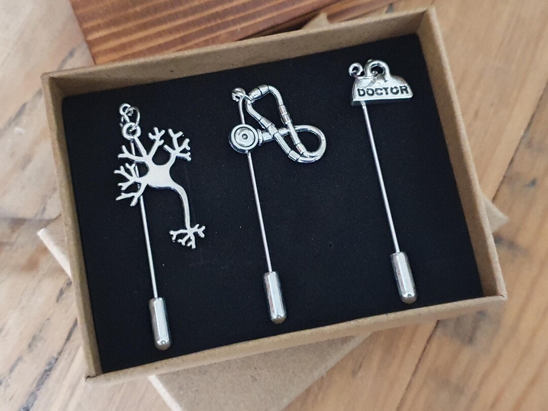 3 Doctor Pins in a Gift Box | Neuron Stethoscope Doctor's Bag | Dr ...