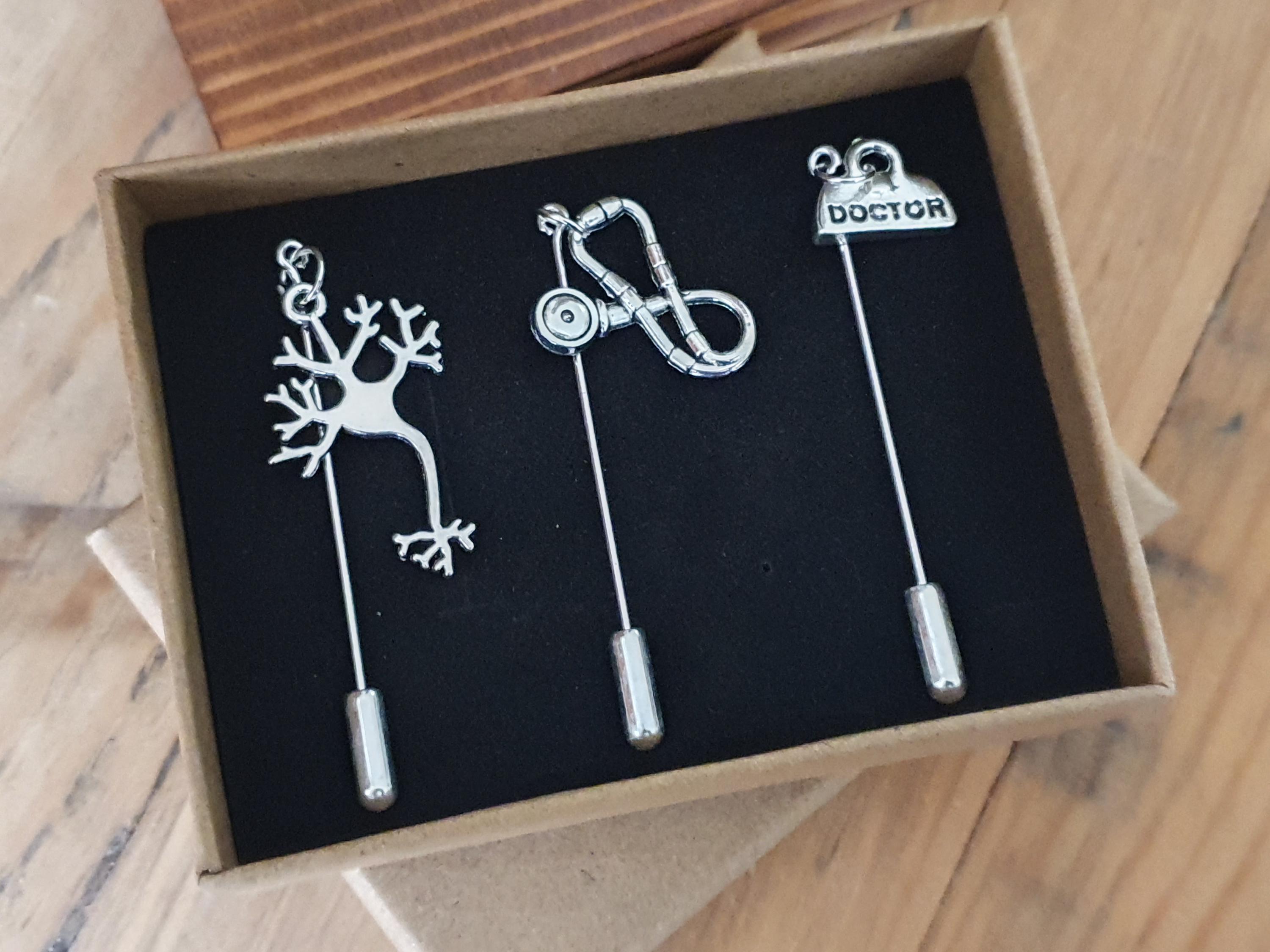 3 Doctor Pins in a Gift Box | Neuron Stethoscope Doctor's Bag | Dr ...