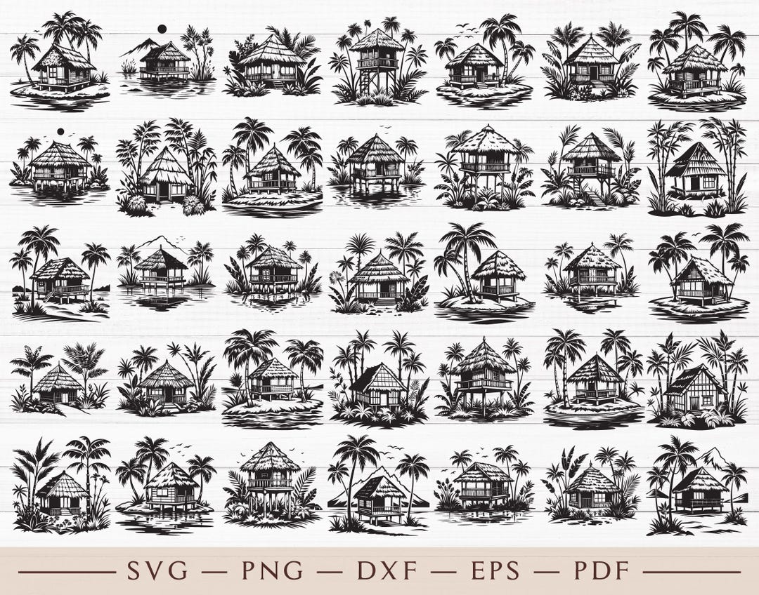 Bamboo House SVG, Tropical Home Svg, Eco Cabin Svg, Rainforest Retreat ...