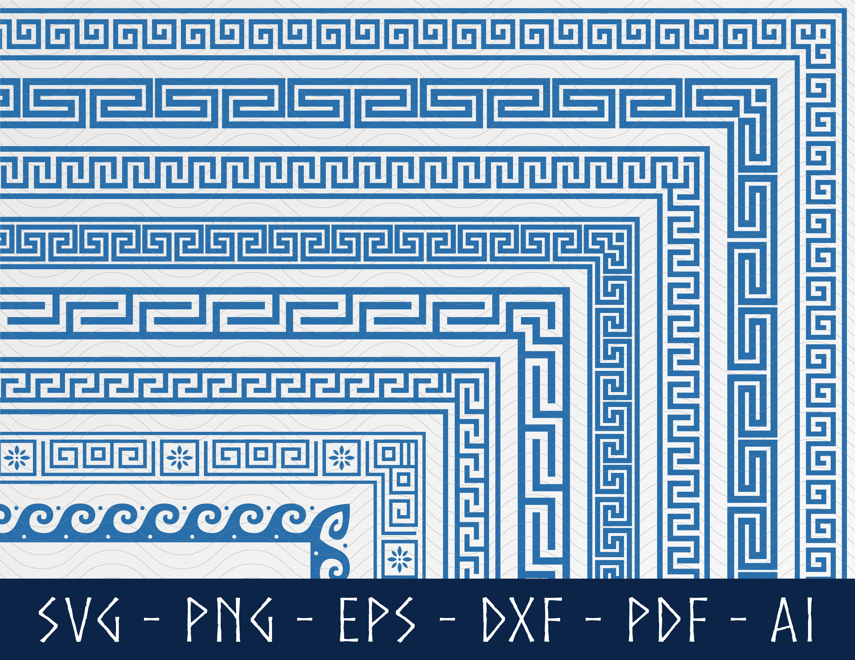 Greek Decorative Border SVG, Greek Frame Svg, Decorative Elements ...