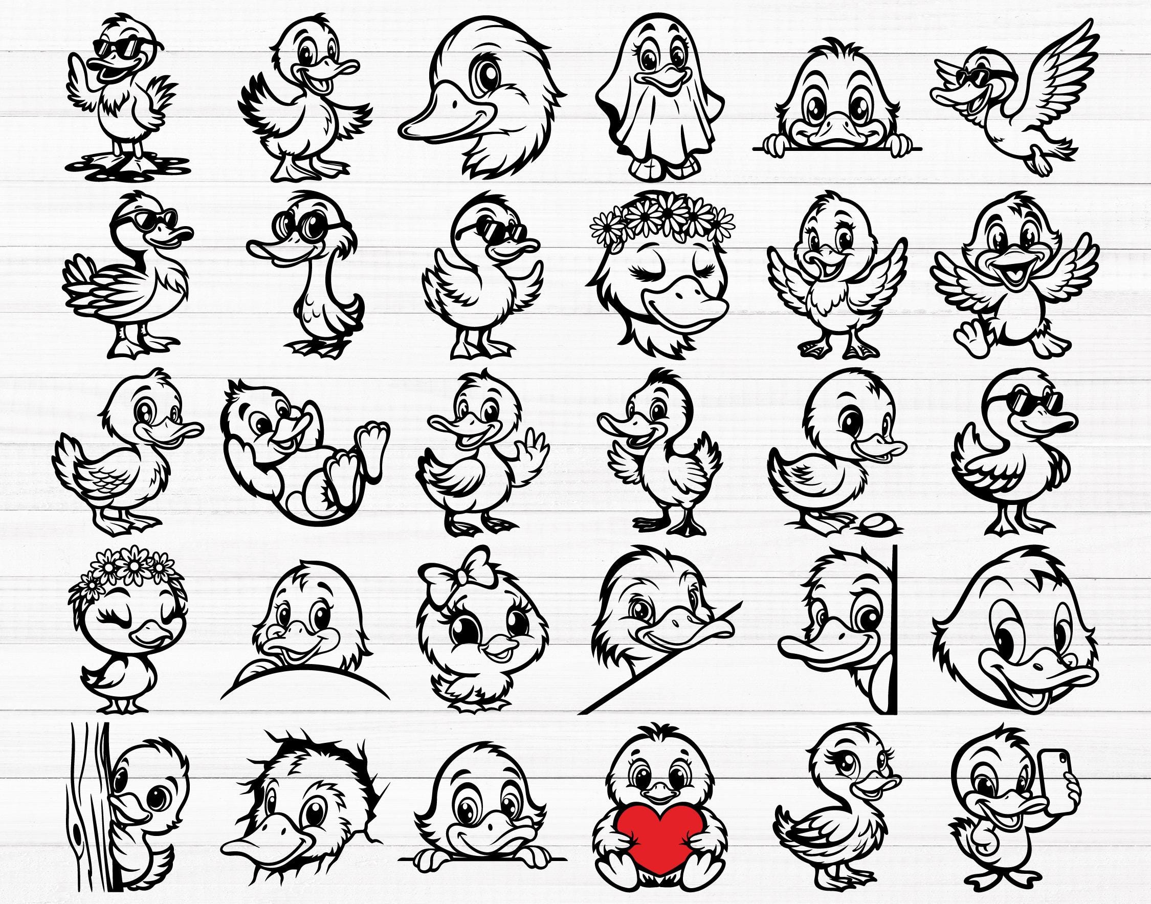Cute Duck SVG Bundle (80 SVG & PNG Files) Instant Download, Commercial ...