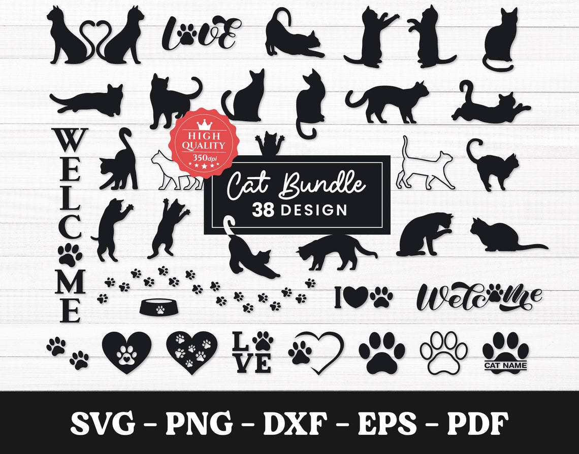 Cat SVG Bundle, Cat Svg, Cat Head Svg, Cat Face Svg, Cat Paw Svg ...