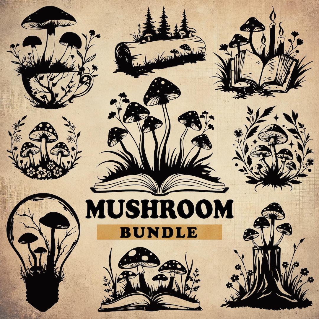 Mushroom SVG Bundle (42 SVG & PNG Files) Instant Download, Commercial ...