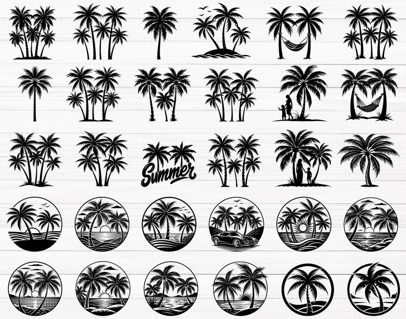 Paquete SVG de palmera (150 archivos SVG y PNG) - Etsy México