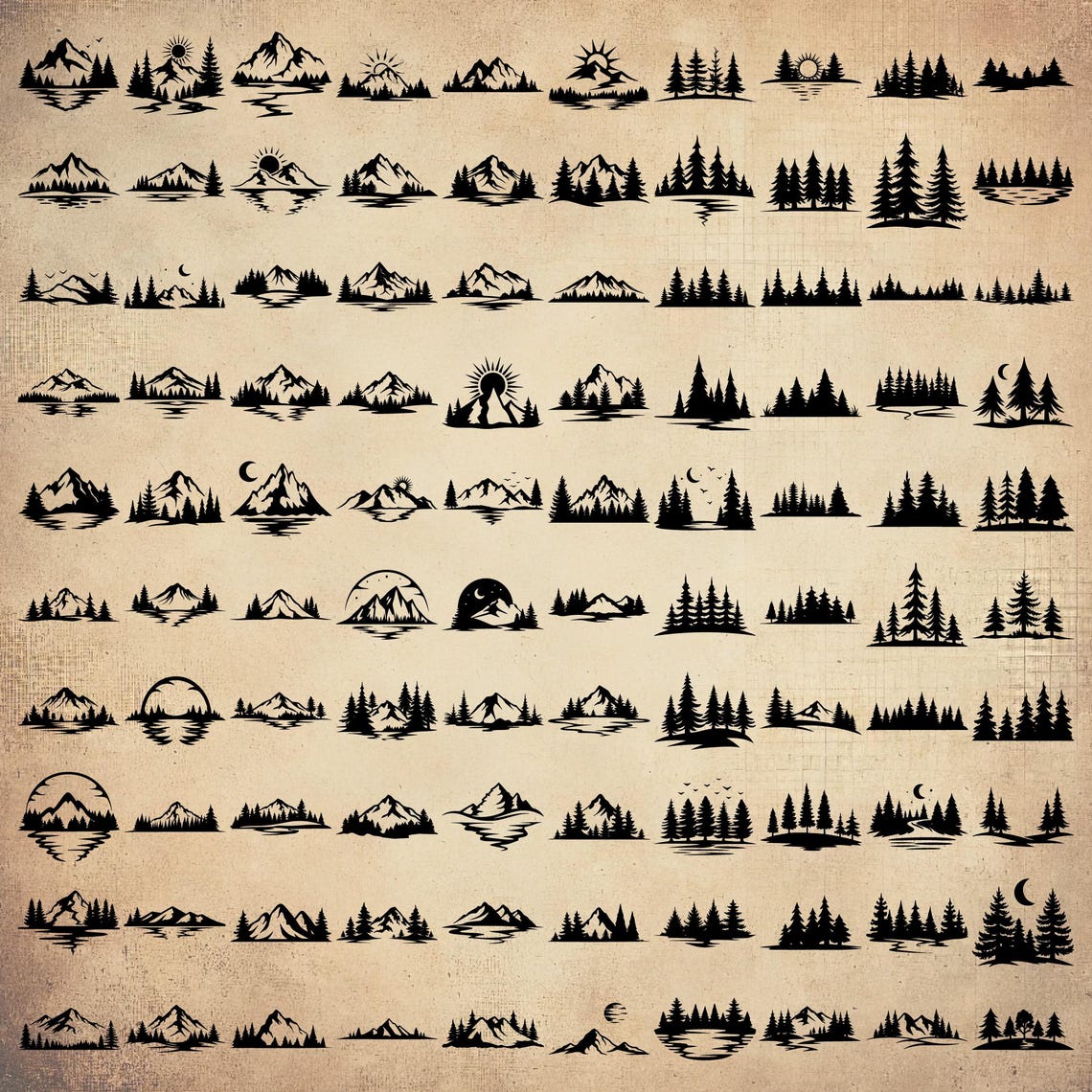Mountains SVG Bundle (105 SVG & PNG Files) Instant Download, Commercial ...