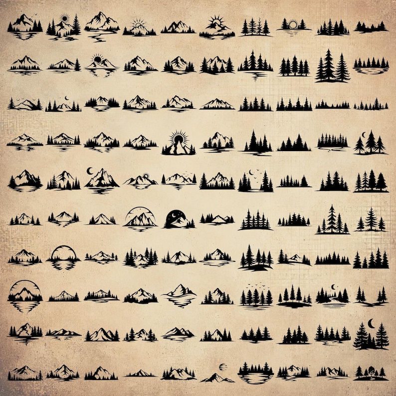 Pacote de imagens SVG de montanhas (105 arquivos SVG e PNG) - Etsy Portugal