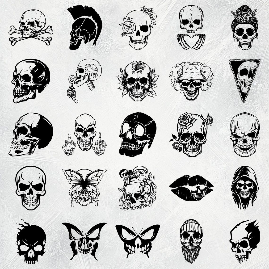 Skull SVG Bundle (150 SVG & PNG Files) Instant Download, Commercial Use ...