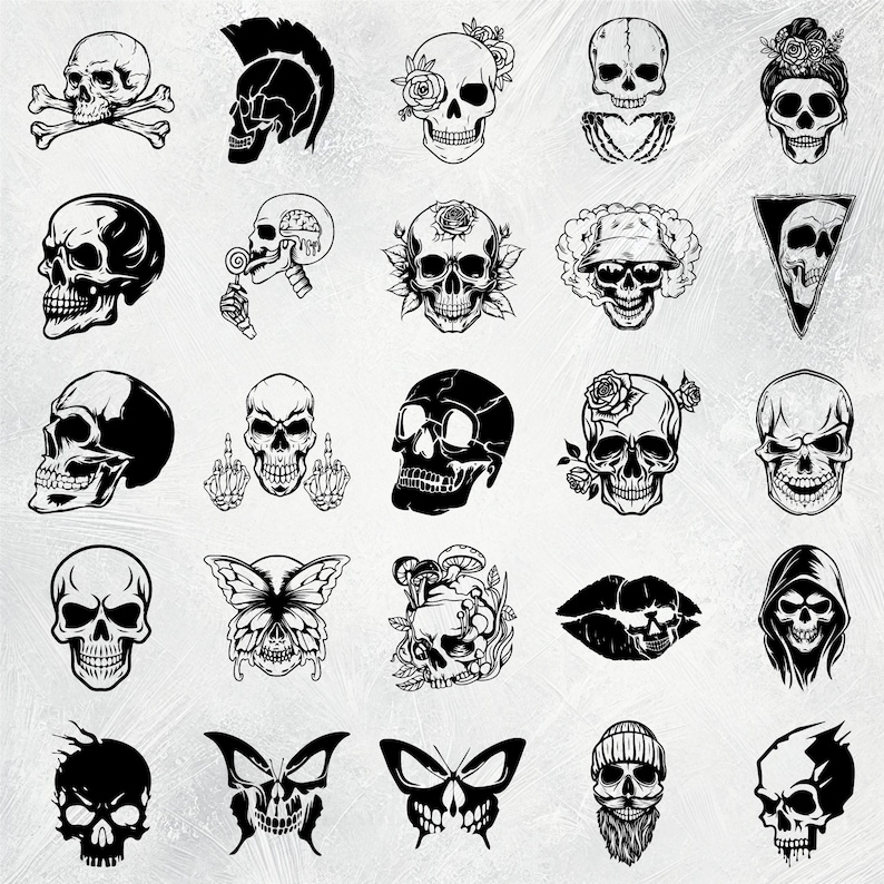 Skull SVG Bundle (150 SVG & PNG Files) Instant Download, Commercial Use ...