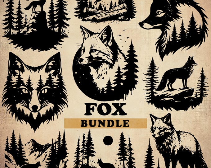 Fox Svg Bundle, Fox Clipart for Cricut, Woodland Fox Silhouette, Fox ...