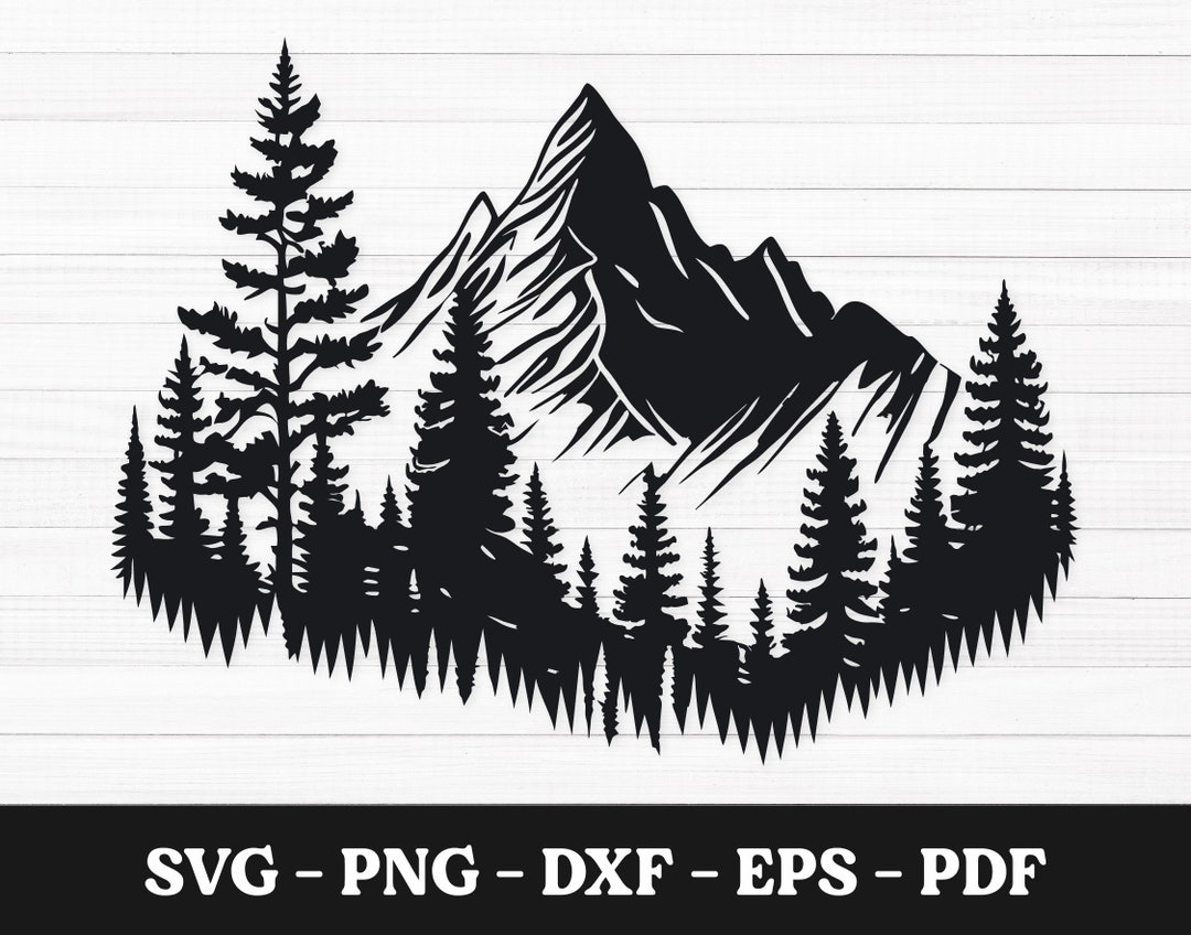 Mountain SVG, Landscape Svg, Pine Trees Svg, Landscape Vector, Trees ...