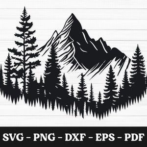 Mountain SVG, Landscape Svg, Pine Trees Svg, Landscape Vector, Trees ...