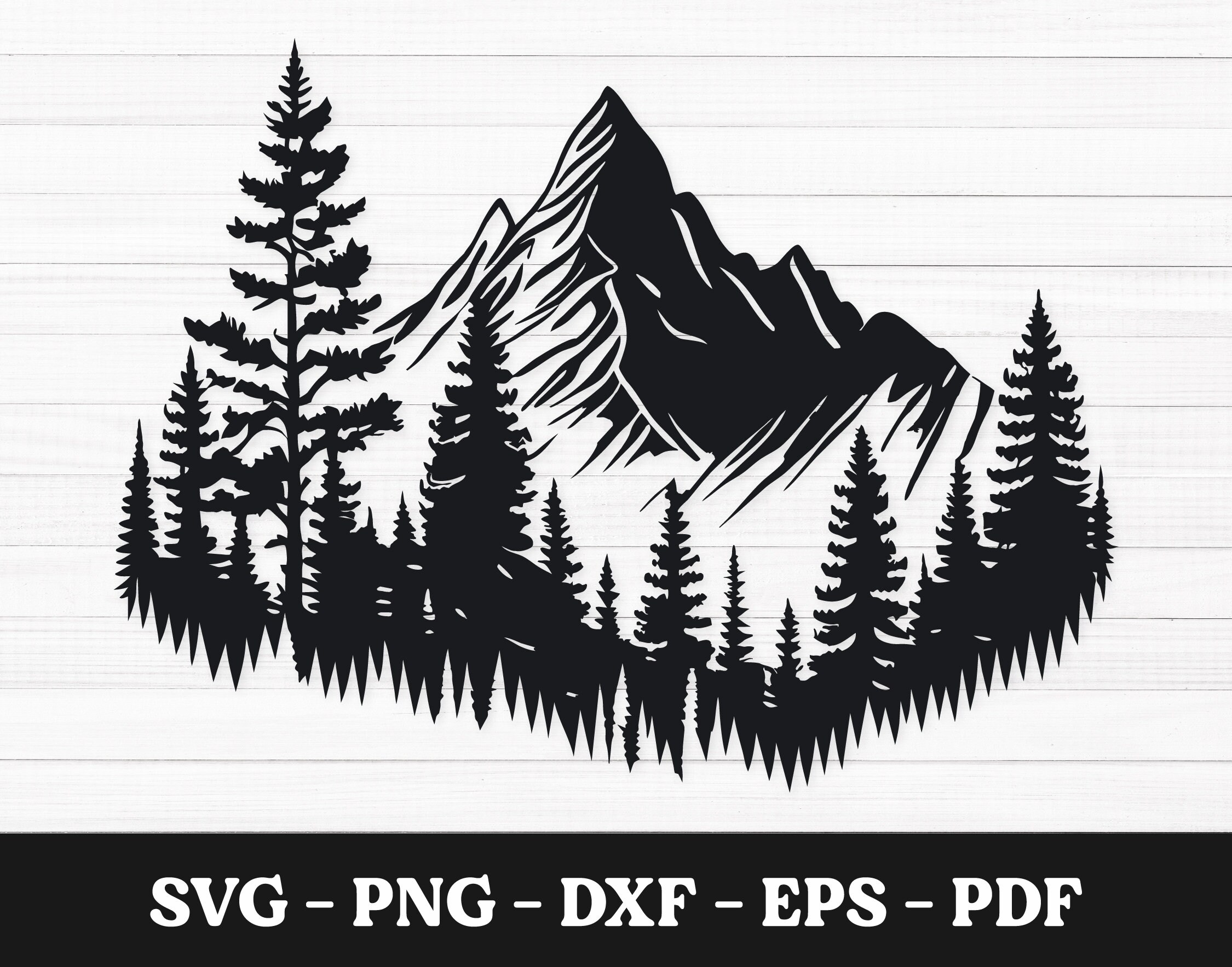 Mountain SVG, Landscape Svg, Pine Trees Svg, Landscape Vector, Trees ...