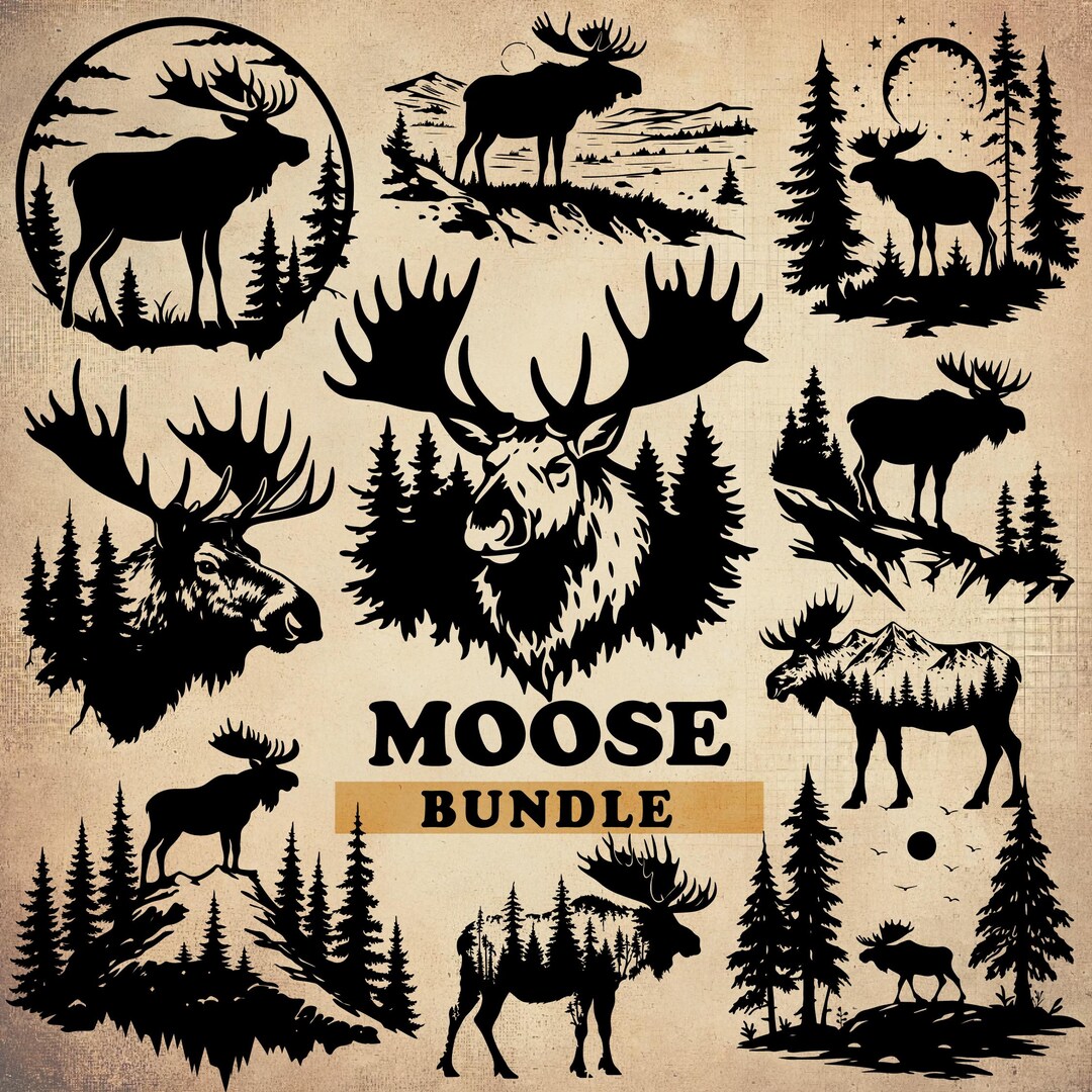 Moose SVG Bundle (70 SVG & PNG Files) Instant Download, Commercial Use ...