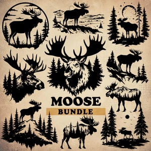 Moose SVG Bundle (70 SVG & PNG Files) Instant Download, Commercial Use ...