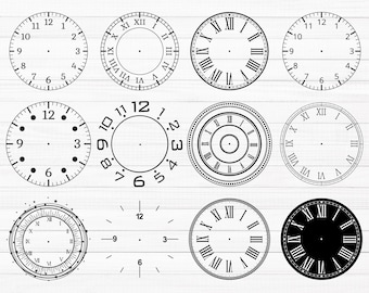 Clock Face Svg Bundle, Clock Svg, Clock Numbers Svg, Roman Numeral ...