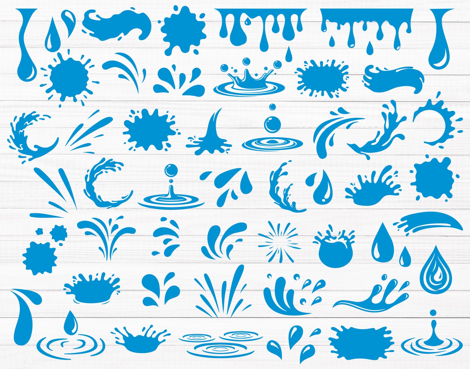Water Drops SVG Bundle (50 SVG & PNG Files) Instant Download ...