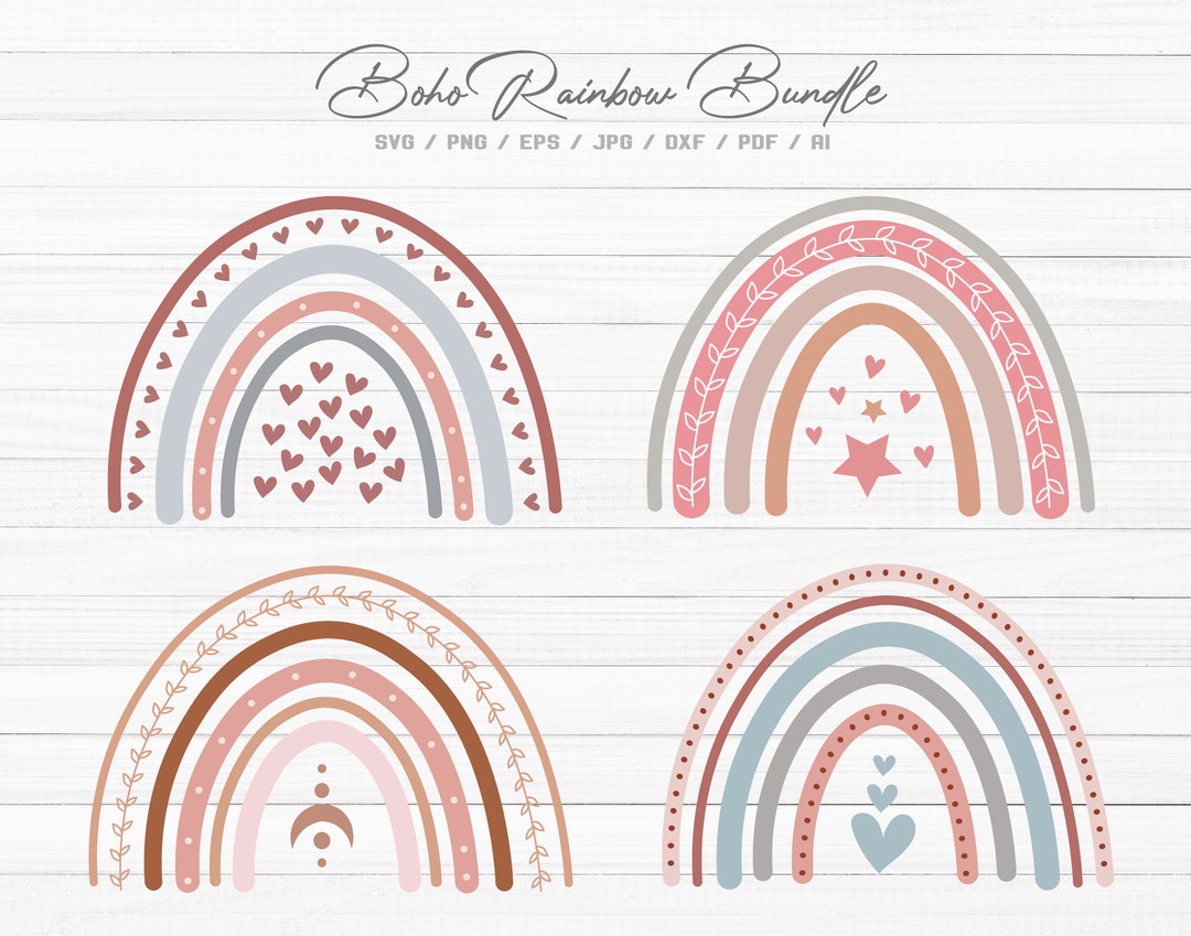 Rainbow SVG Bundle, Bohemian Rainbow Svg, Pastel Rainbow Svg, Boho ...