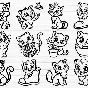 Cartoon Cat SVG, Cute Cat Svg, Funny Cat Svg, Cat Clipart, Kitten Svg, Crazy Cat Silhouette ...