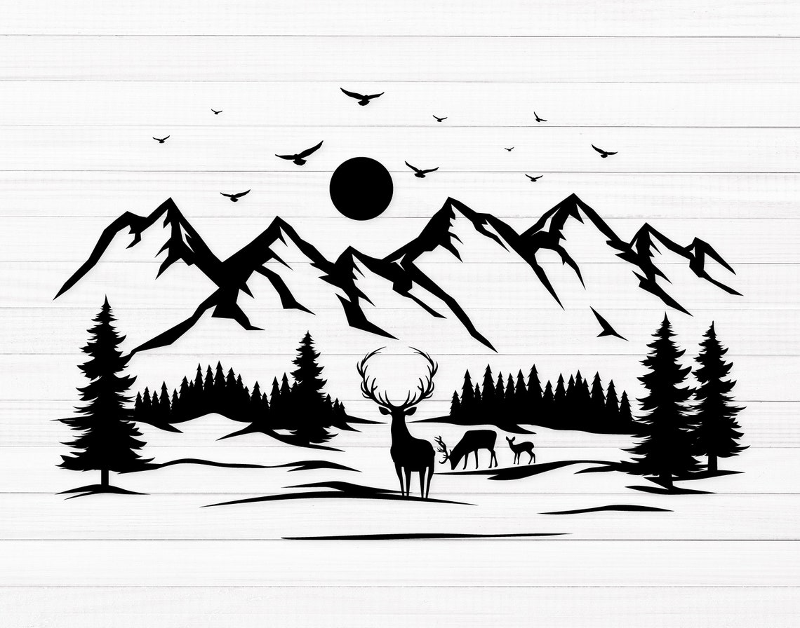 Montagne SVG Svg famille cerf montagne forêt Svg forêt Svg - Etsy Canada