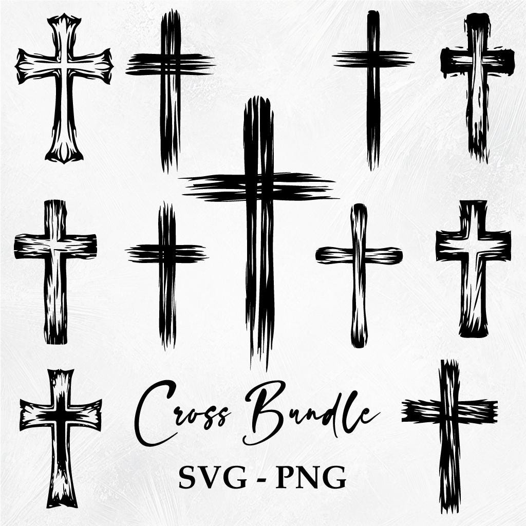Cross SVG Bundle, Minimalist Religious Silhouette (60 SVG & PNG Files ...