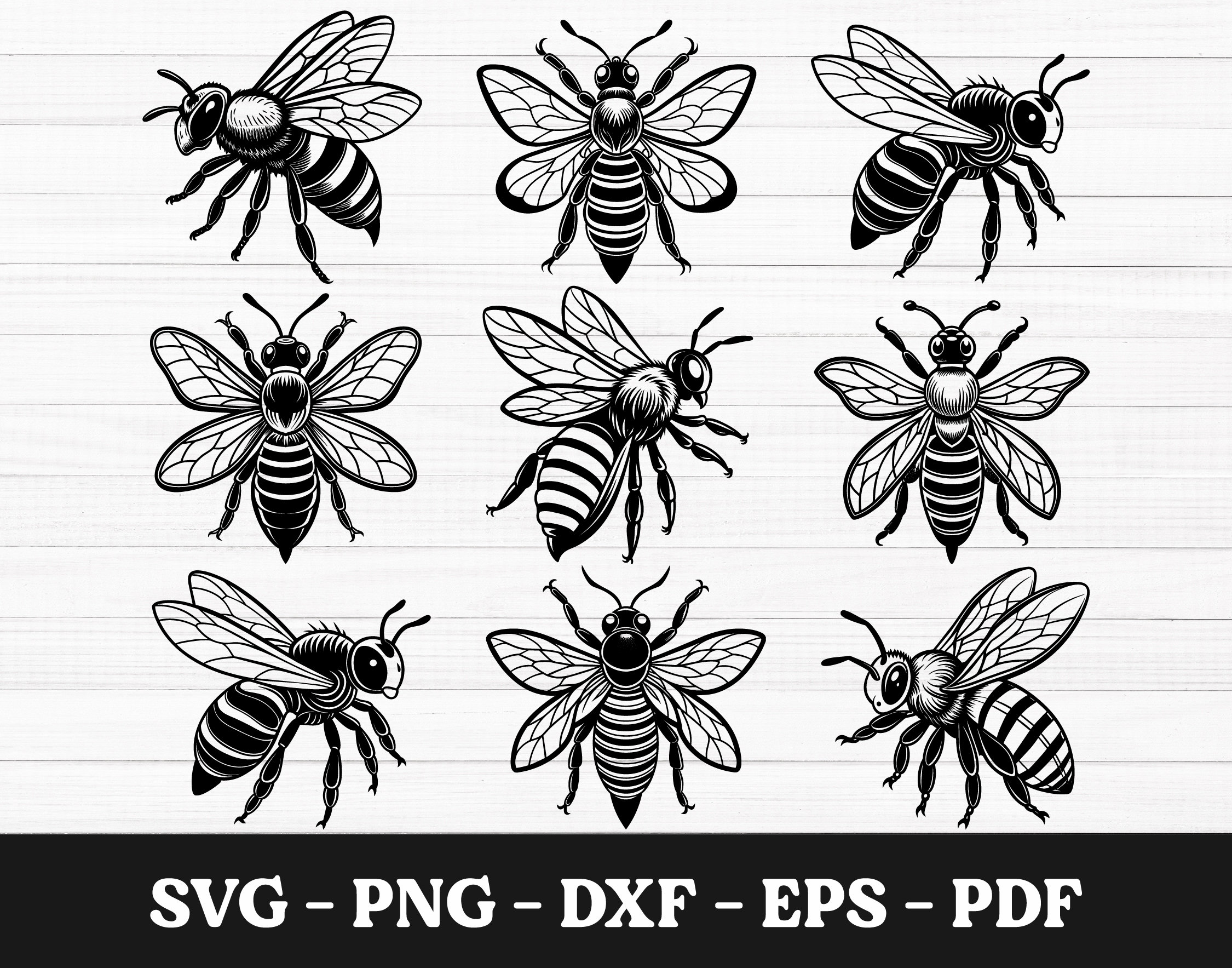 Bee SVG Bundle, Honey Bee Svg, Flying Bee Svg, Bee Silhouette, Honey ...