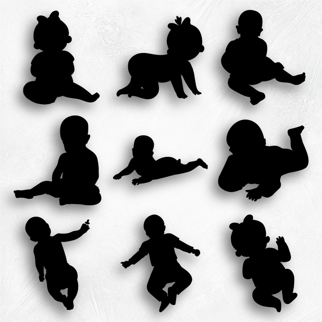 Baby Svg, Baby Silhouette, Child Silhouette, Baby Clipart, Kids Clipart ...