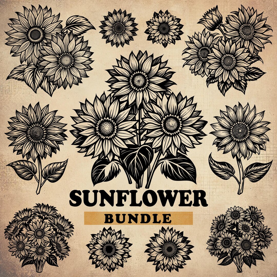 Sunflower SVG Bundle (30 Files: SVG, PNG & More) Instant Download ...