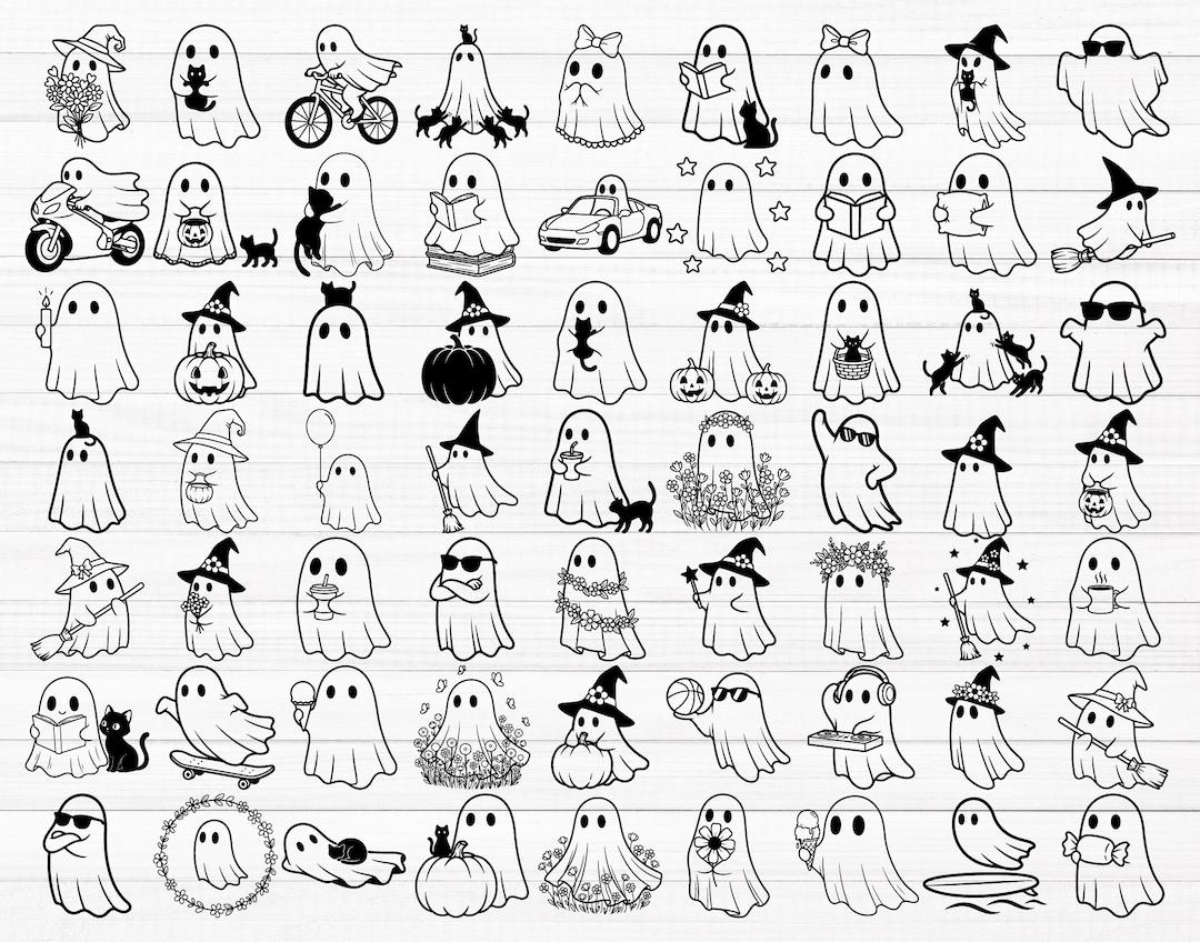 Bundle mignon fantôme SVG, Svg contour fantôme, Svg fantôme minimaliste ...