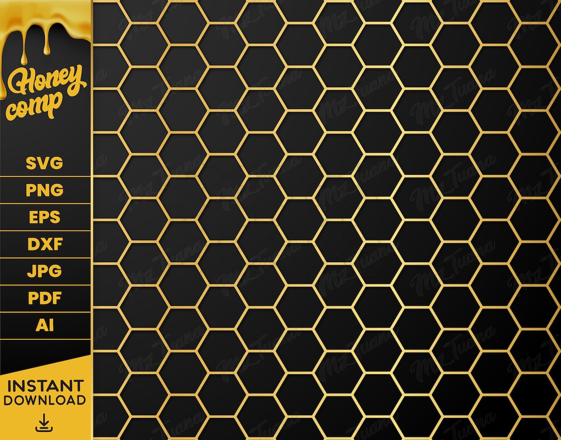 Honeycomb Pattern Svg Honeycomb Svg Honey Drips Svg - Etsy