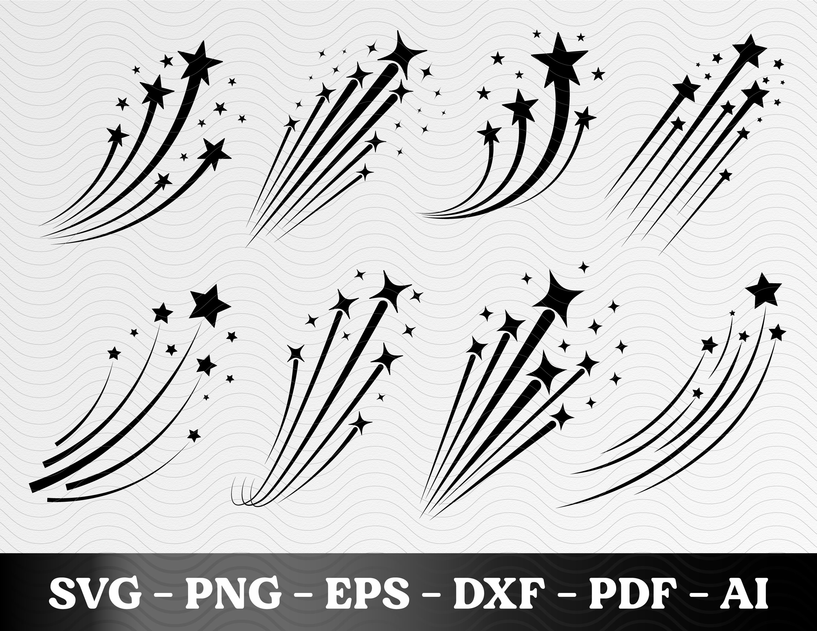 Shooting Stars SVG Star Svg Bundle, Outline Svg, Meteorite Svg, Stars ...
