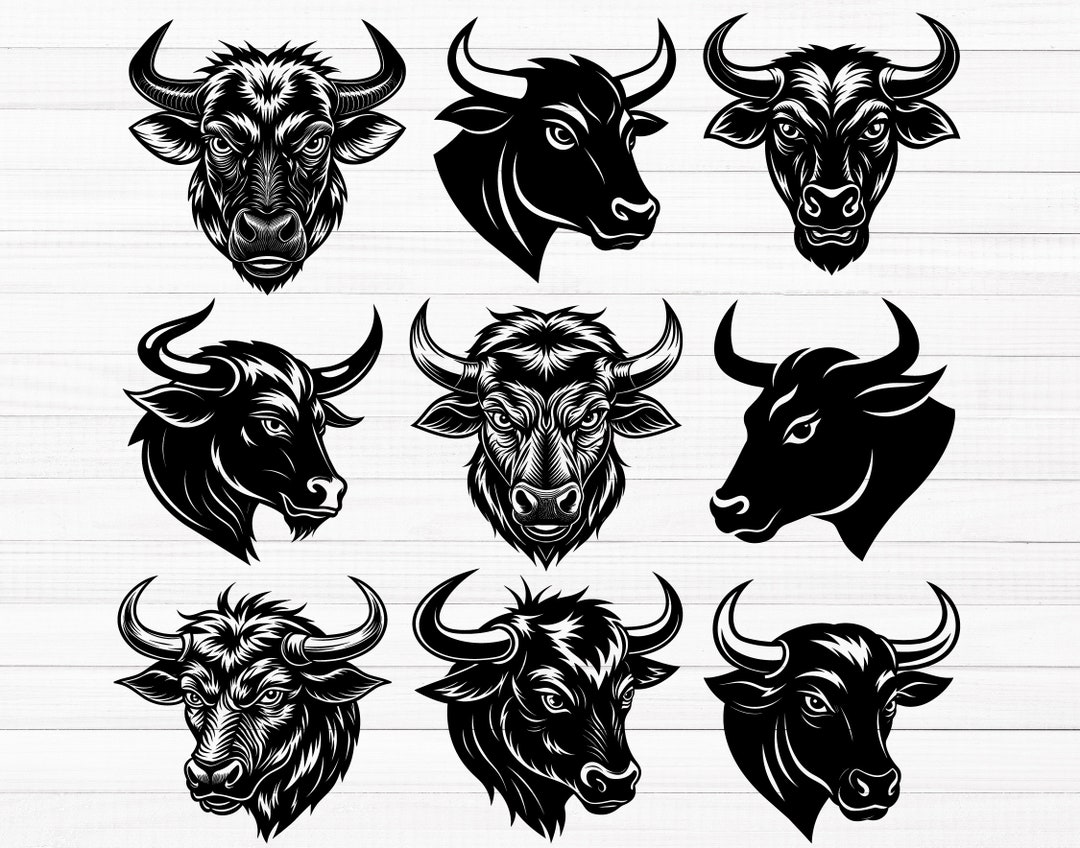 Paquete SVG de toro, svg de toro, cara de toro enojado svg, cabeza de ...