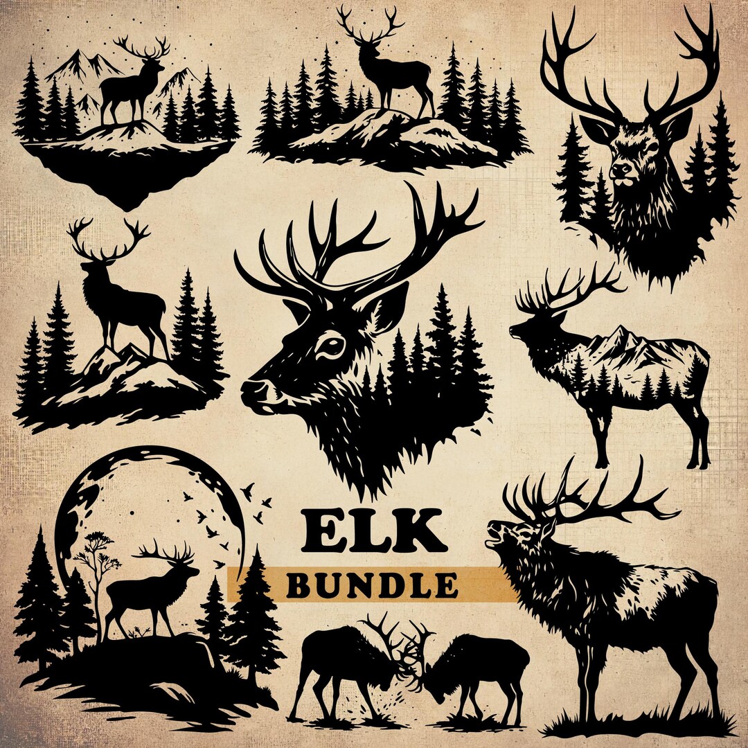 Elk SVG Bundle (68 SVG & PNG Files) Instant Download, Commercial Use - Etsy