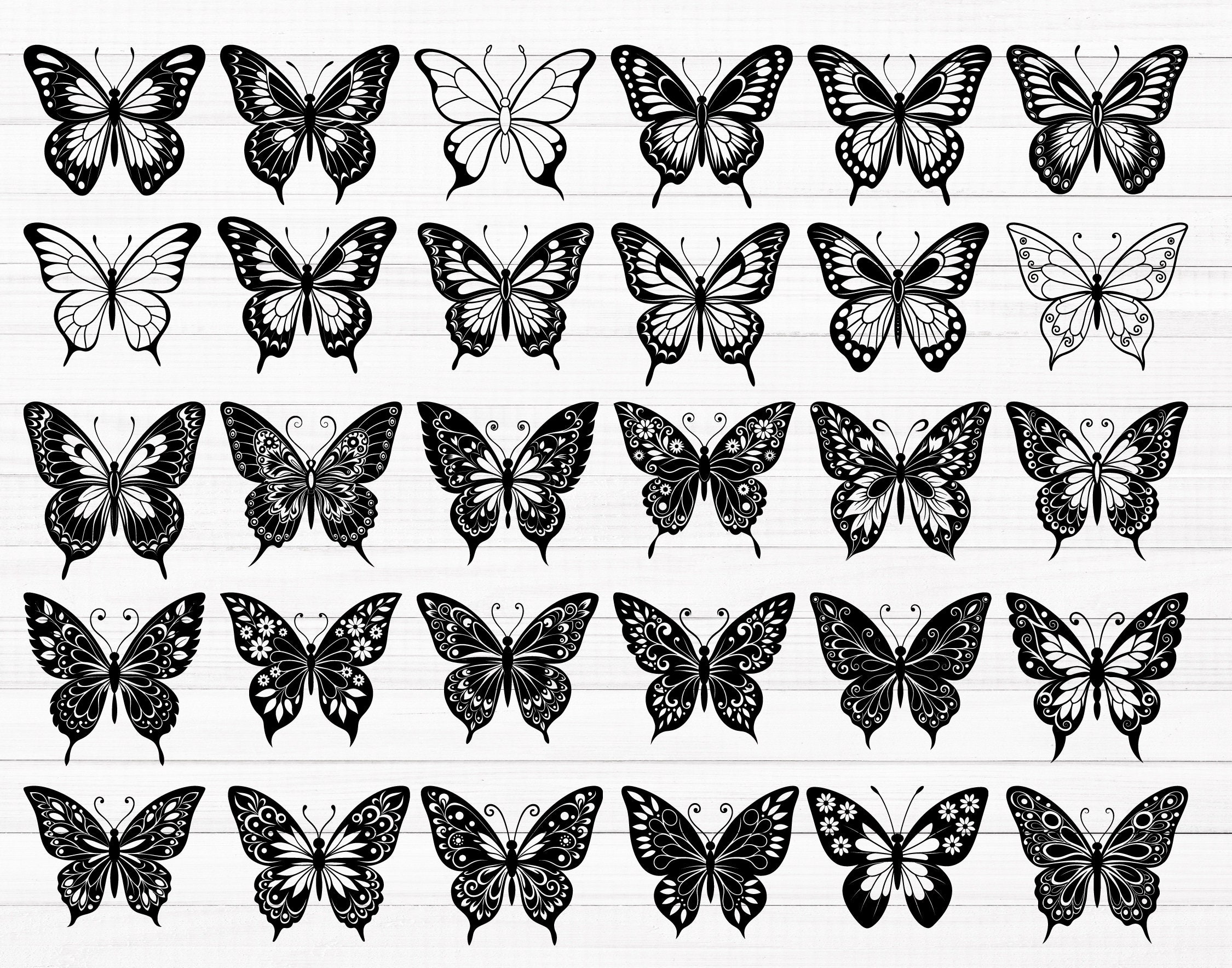 Butterfly SVG Bundle (60 Files: SVG, PNG & More) Instant Download ...