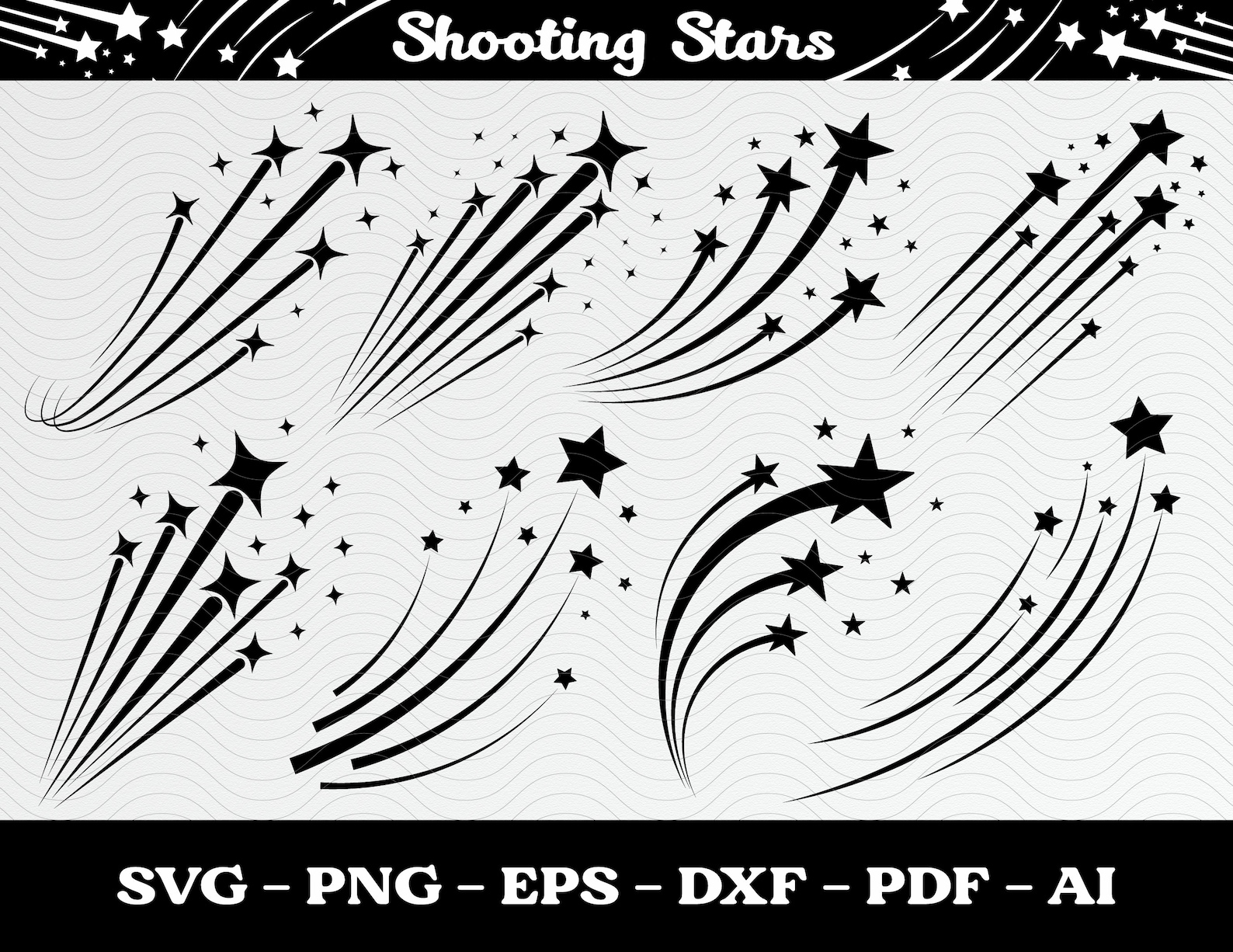 Shooting Stars SVG Star Svg Bundle Outline Svg Meteorite - Etsy